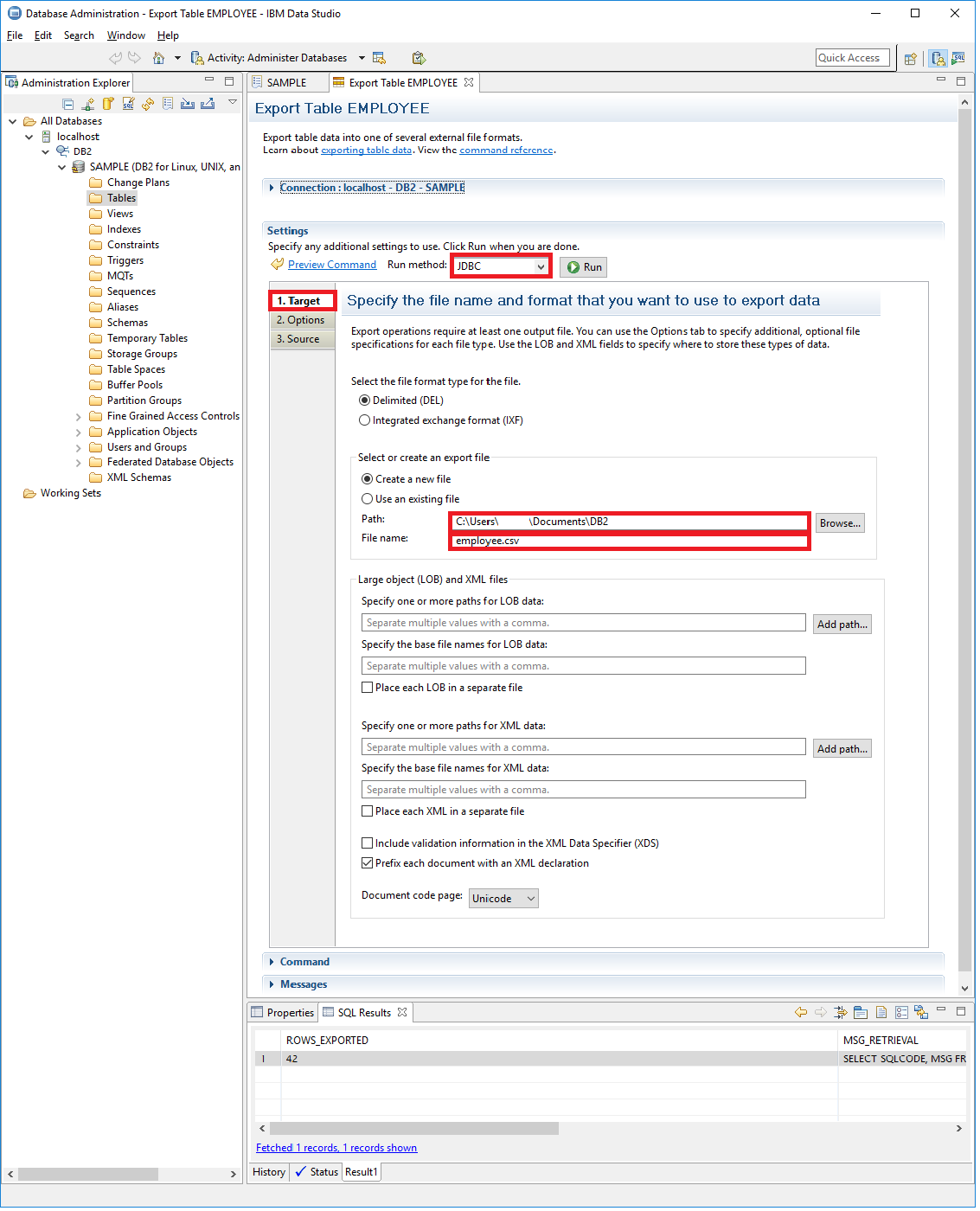 Proper csv export from IBM DB2