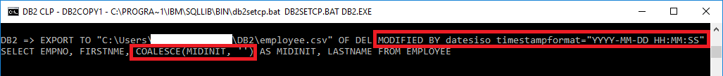 Proper csv export from IBM DB2